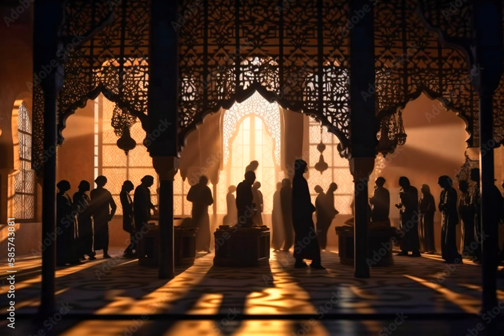 Evocative shadows dance across an Islamic background, capturing the ...