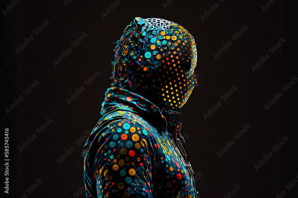 Masked maniac created with generative AI technology Stock Illustration ...