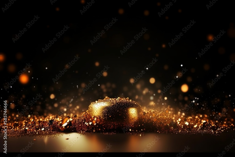 Glittering Gold Dust Background on a dark background with gold ...