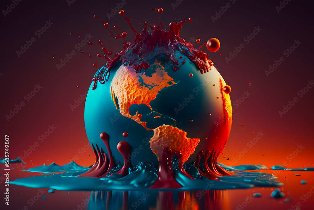 Planet Blue Earth bleeding splash spray pool of blood splatter wounds ...