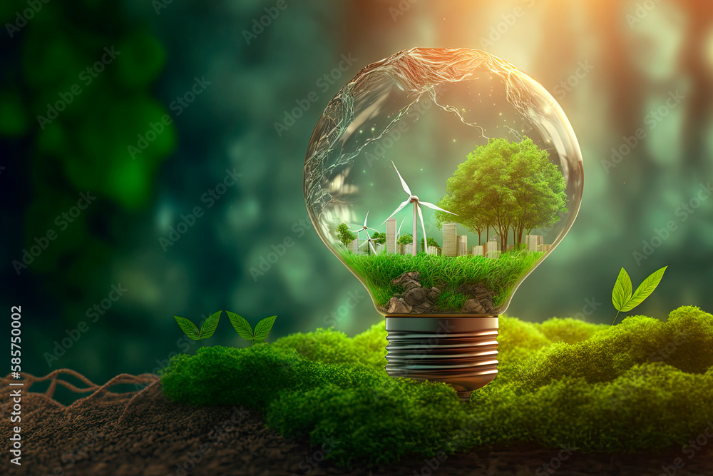 Sustainable development concept. Renewable energy, eco friendly ...