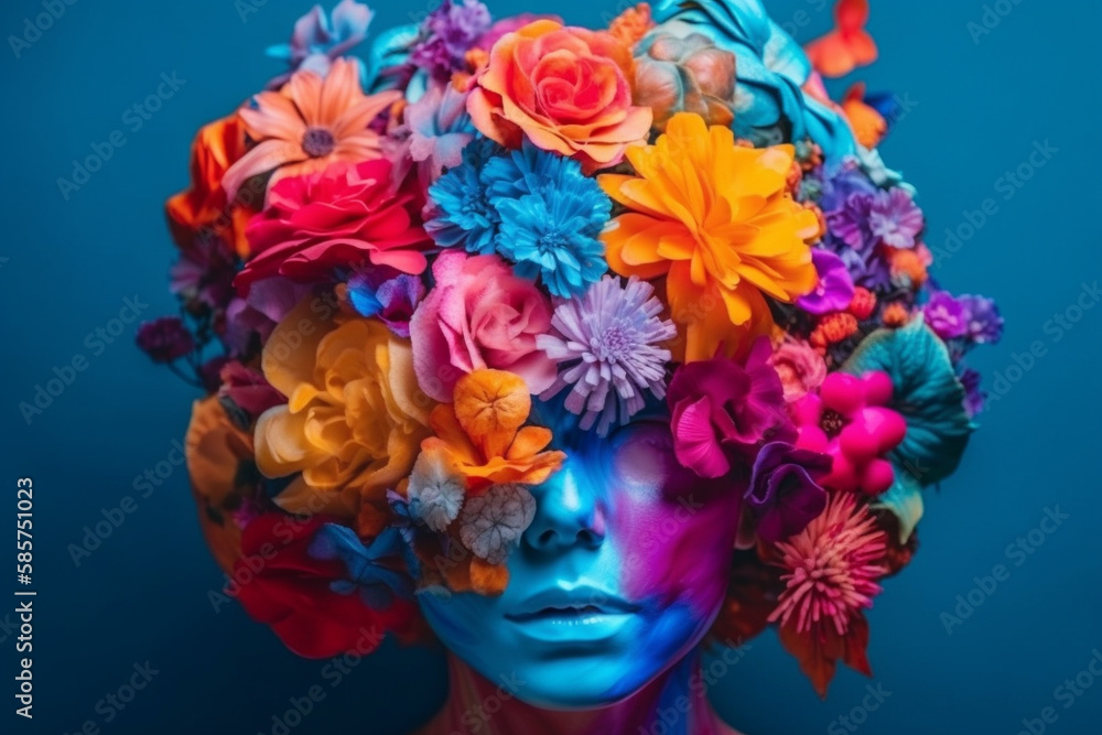 Ilustração do Stock: Beautiful woman with vibrant spring flowers in ...
