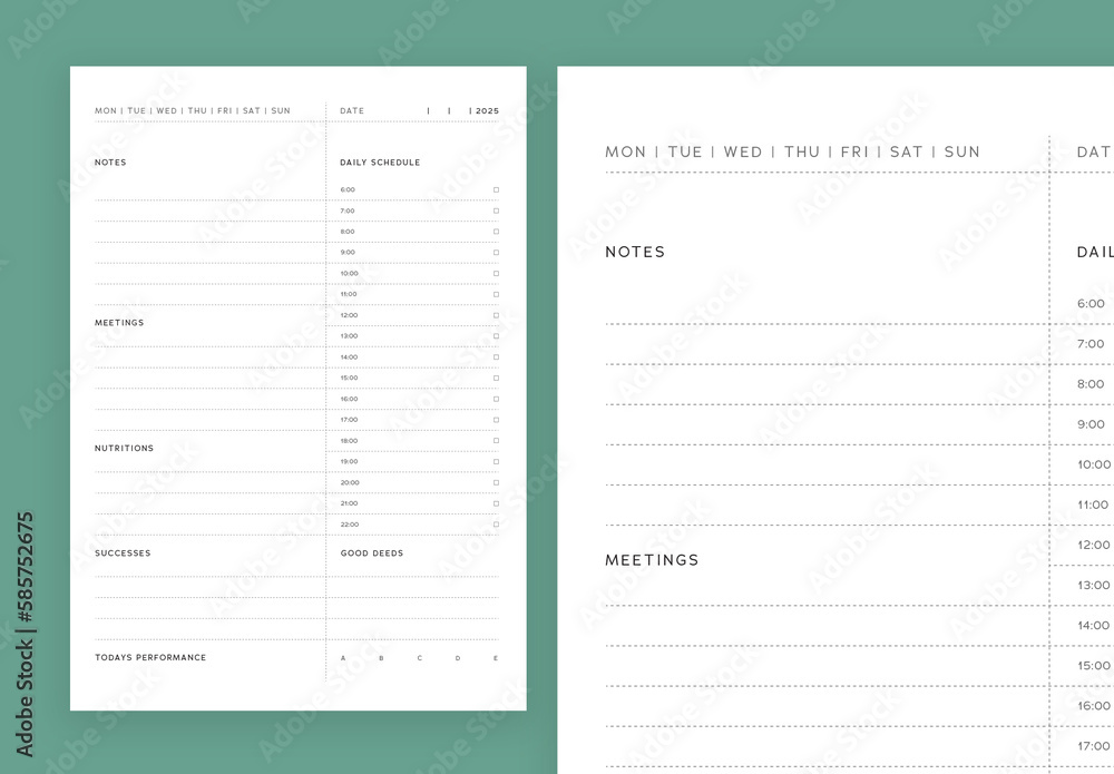 Planner Layout With Grey And White Accent Stock Template | Adobe Stock