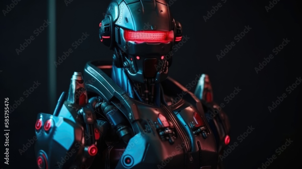 Futuristic Police Robot: High-Tech Humanoid with Flashing Beacons ...