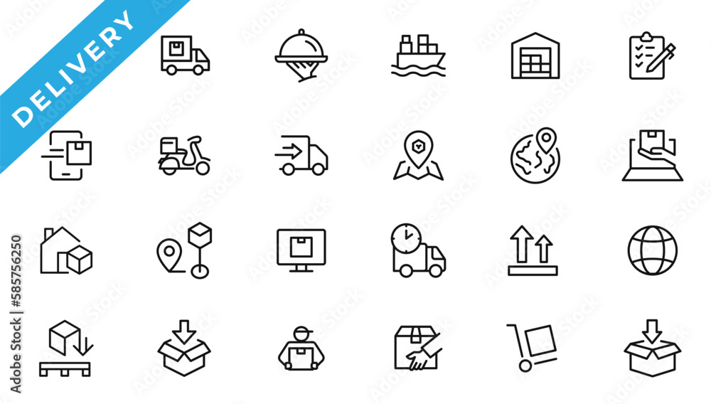 Logistics icon set. Containing distribution, shipping, transportation ... Logistics icon set. Containing distribution, shipping, transportation ...