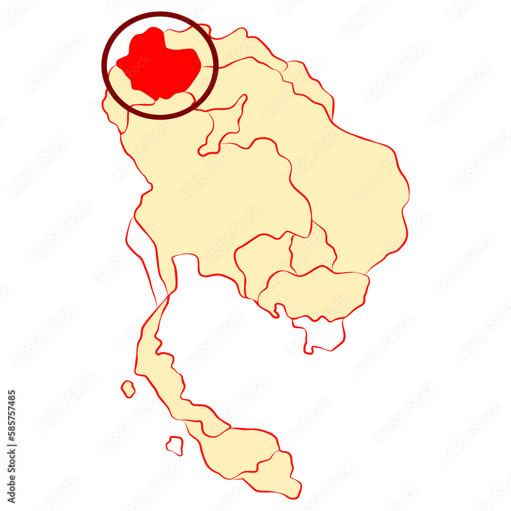 Map of Thailand in the past, in each period from King Rama 1 to 9 Stock ...