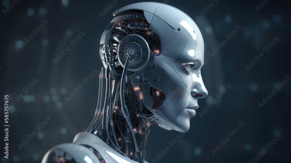 AI Robot Themed Background with Copy Space: Creative Design. Generative ...