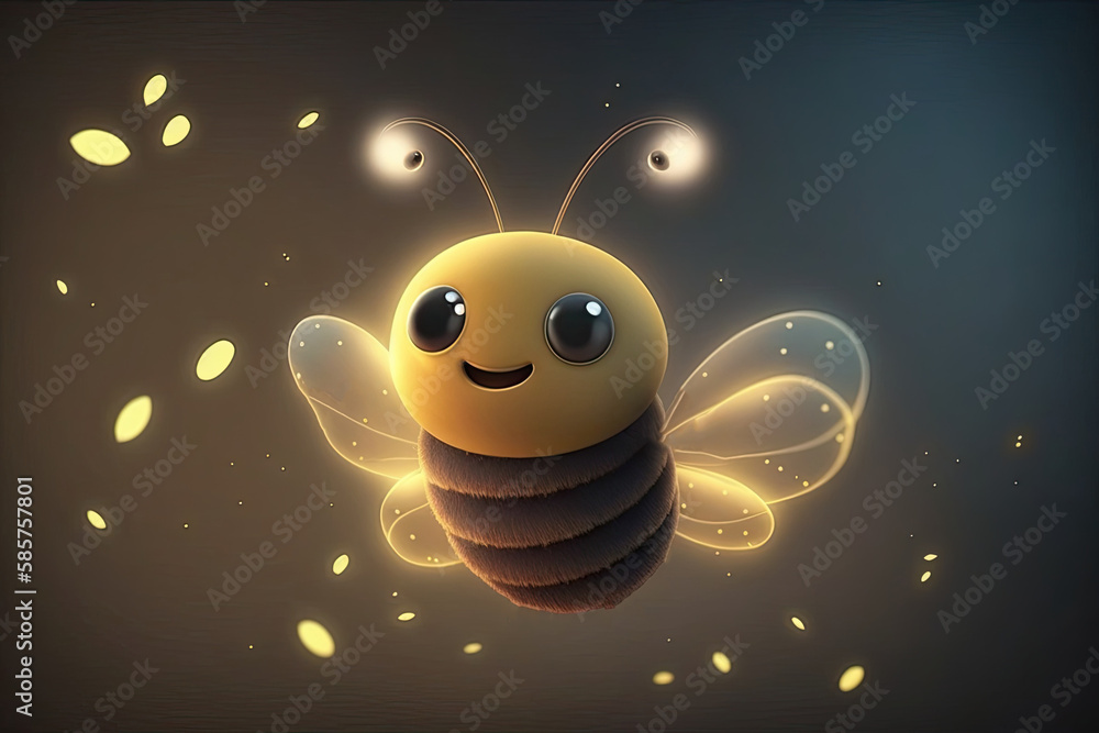 Cute Cartoon Firefly in the Woods (Generative AI) Stock Illustration ...