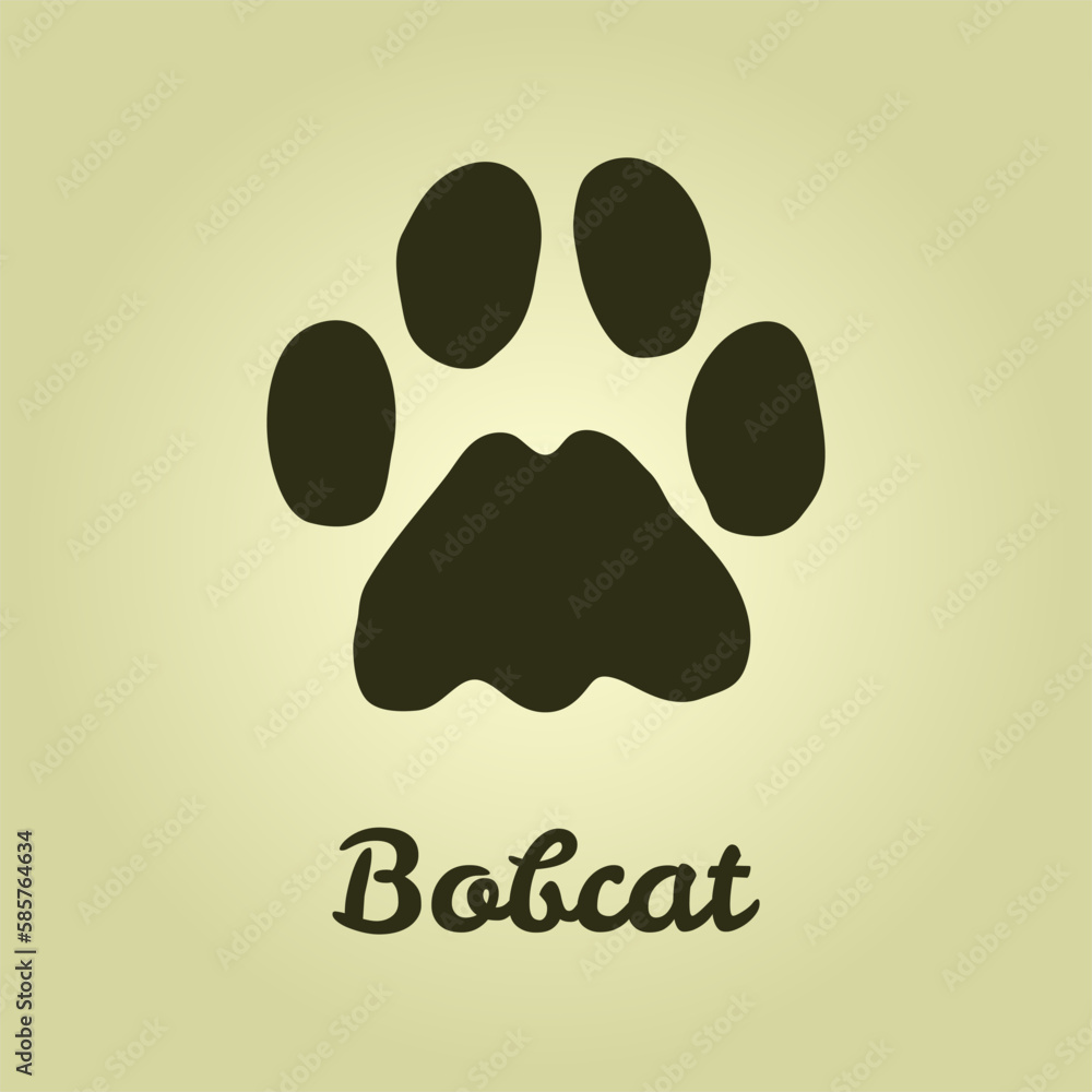 Lynx tracks. A bobcat paw print. Wildlife on the bobcat trail, hunting ...