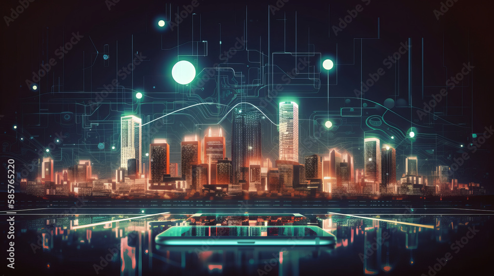Connected City: Smart Technology Meets Urban Life. Smart city with Wi ...