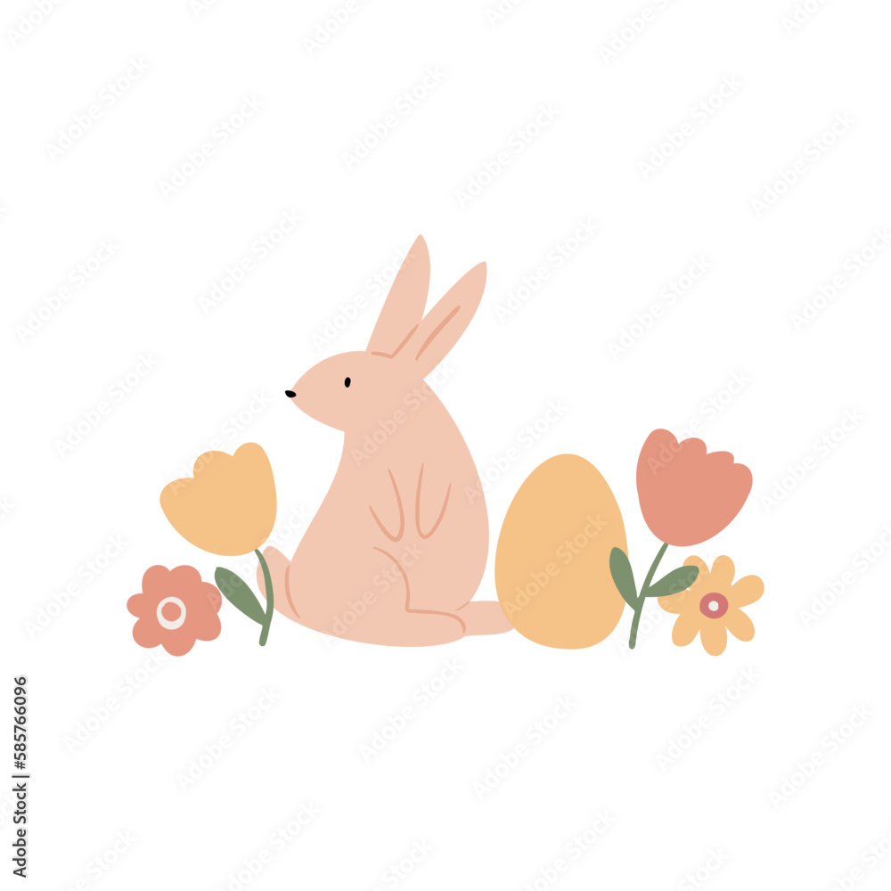 Happy Easter illustration clipart, Cute bunny vector images, Childrens ...
