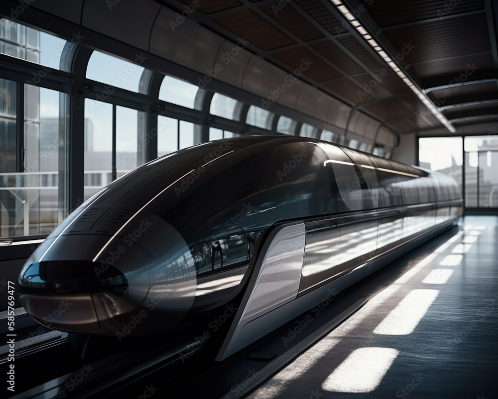 Transportation of the future in a futuristic hyperloop train Stock ...