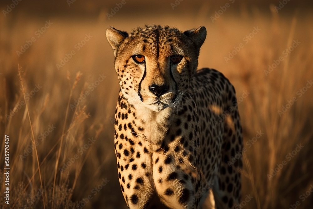 Cheetah Sprints Across African Grasslands, Sleek Body and Iconic Spots ...