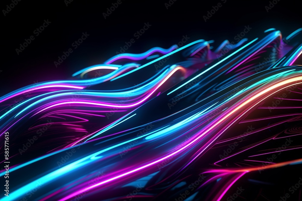 abstract neon background with glowing ascending lines, futuristic, and ...