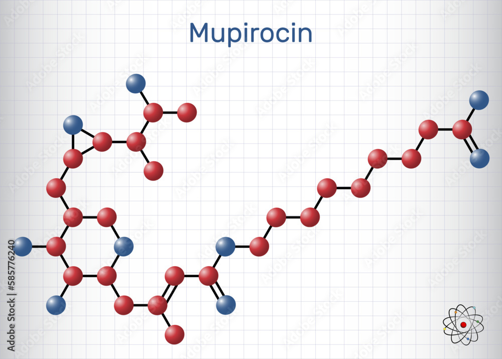 Mupirocin molecule. It is antibacterial ointment used to treat impetigo ...