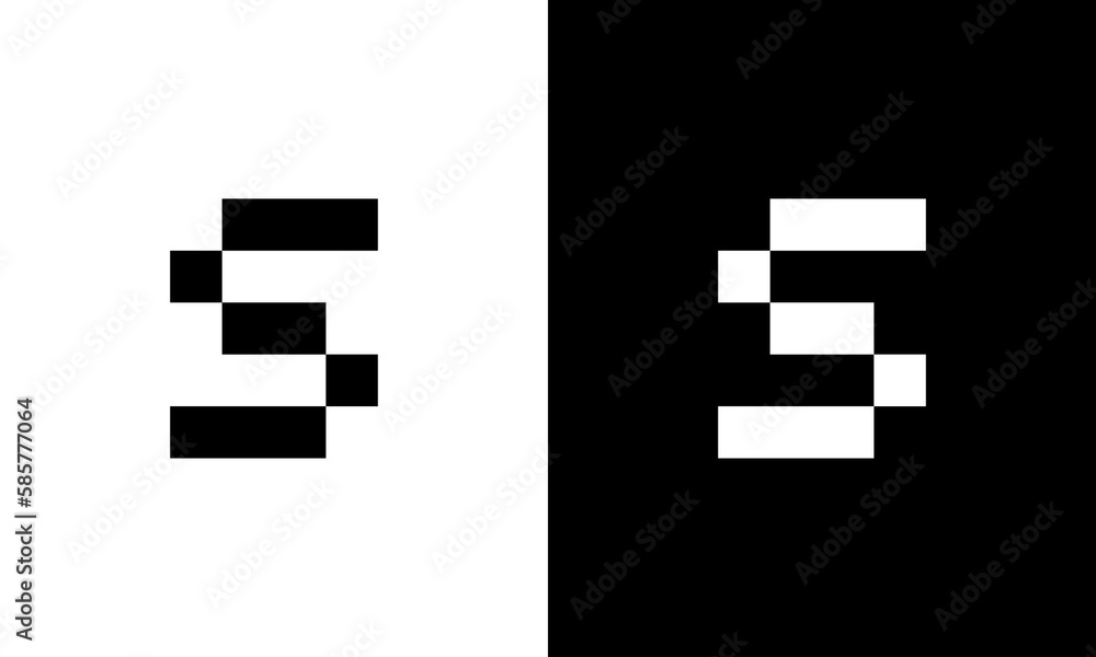 letter symbol S pixel art abstract modern logo Stock Vector | Adobe Stock