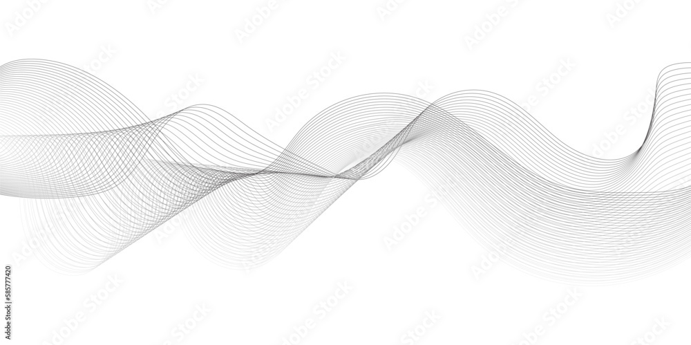 Abstract grey wave lines on transparent background. Digital frequency ...