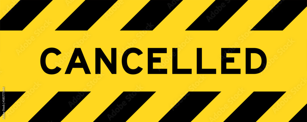 Yellow and black color with line striped label banner with word ...