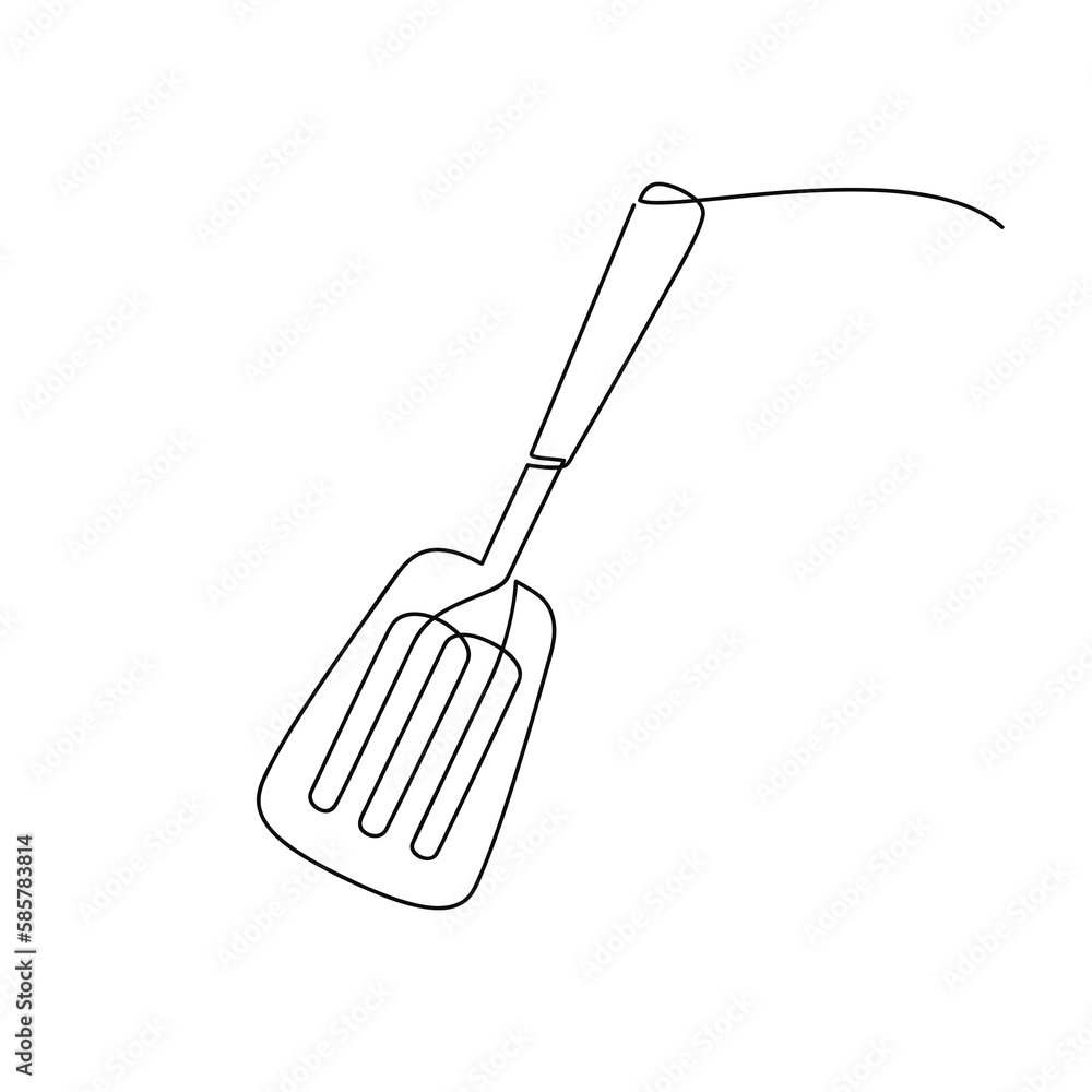 Spatula kitchen utensils vector one line continuous drawing ...