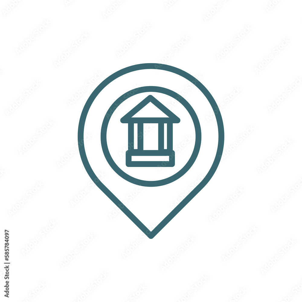 museum map icon. Thin line museum map icon from museum and exhibition ...