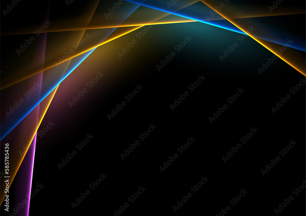 Colorful neon laser lines abstract hi-tech background. Glowing vector ...