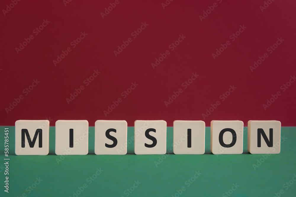 Word MISSION written with leisure game tiles. Conceptual image ...