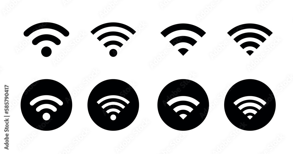Set of Wireless and wifi icons. WIFI icon set in various shapes ...