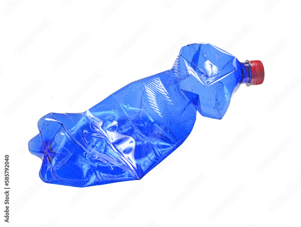 wrinkled plastic bottle isolated on transparent layered background ...