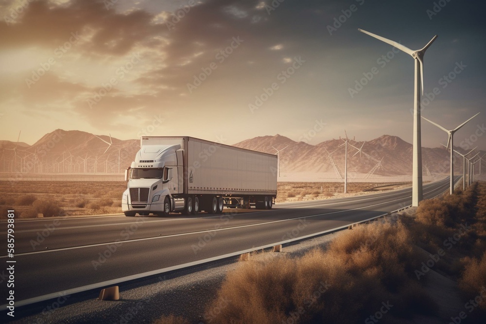 Powerful big rig semi truck with additional axle dolly with oversize ...