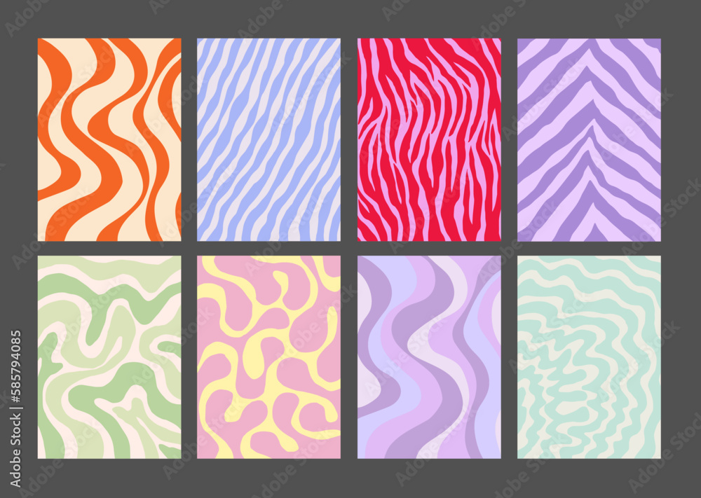 Cool Groovy Pattern Posters Collection. Set of Y2K Textures. Trendy ...