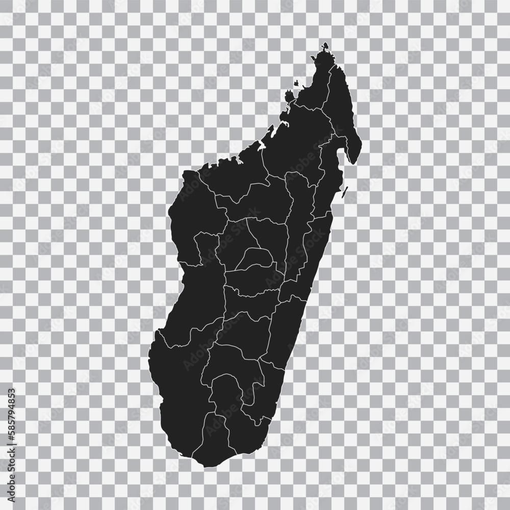 Political map of the Madagascar isolated on transparent background ...