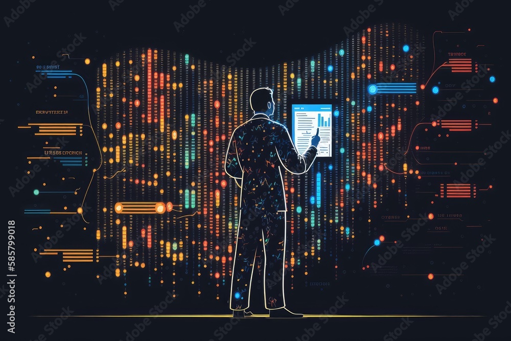 data scientist, using machine learning to analyze and interpret complex datasets, created with ...