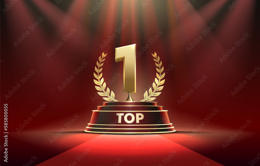 Top 1 best podium award sign, golden object. Vector illustration Stock ...