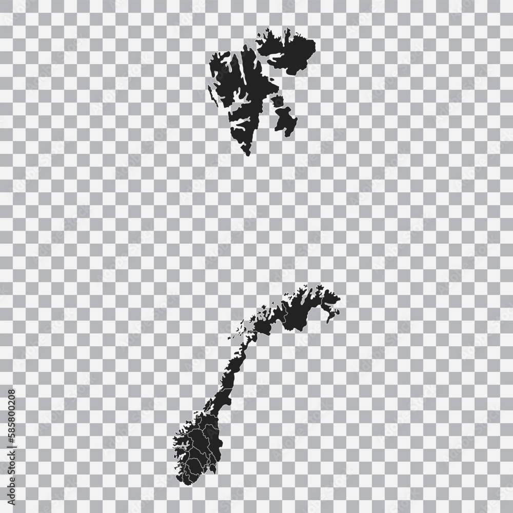 Political map of the Norway isolated on transparent background. Vector ...