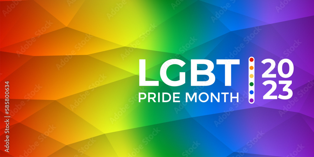 Pride month 2023 horizontal banner with gradient with pride colors flag ...