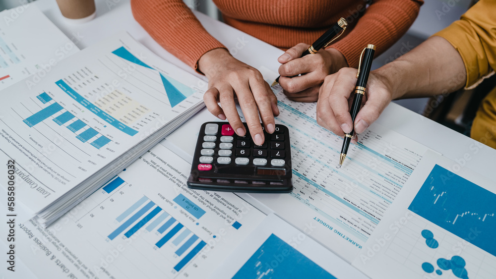 Business bookkeeping with calculator of bookkeeper and household ...