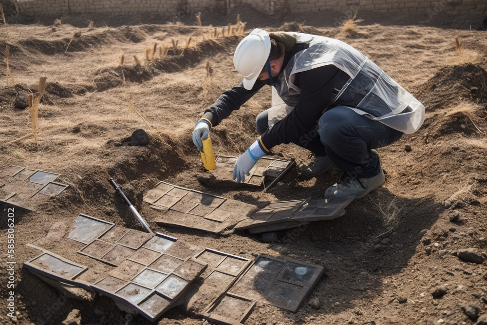 Archaeologist field expedition discover prehistoric solar panels ...