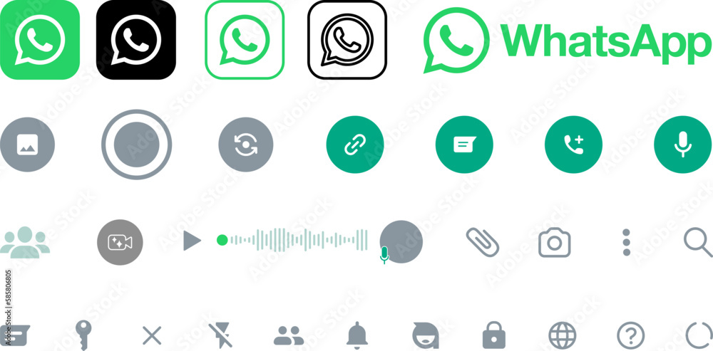 WhatsApp Set of Mobile App interface icons and logos Stock Vector ...