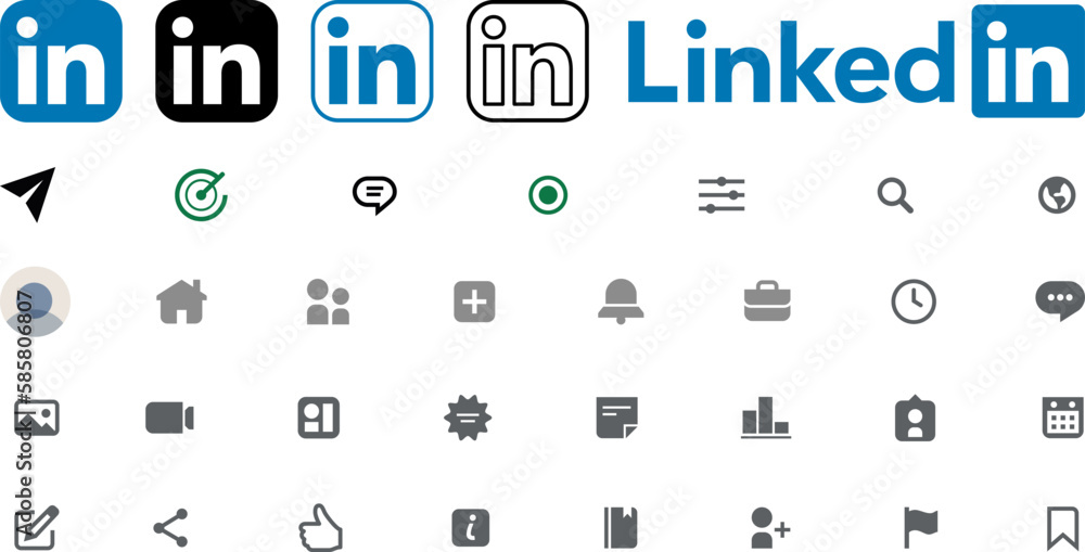LinkedIn Set of Mobile App interface icons and logos Stock Vector ...