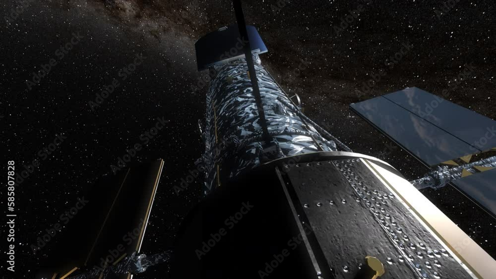 Hubble Space Telescope with Static Camera Attached Revolving to Take ...