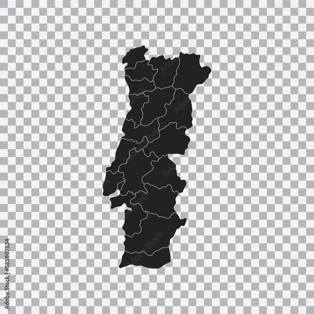 Political map of the Portugal isolated on transparent background ...