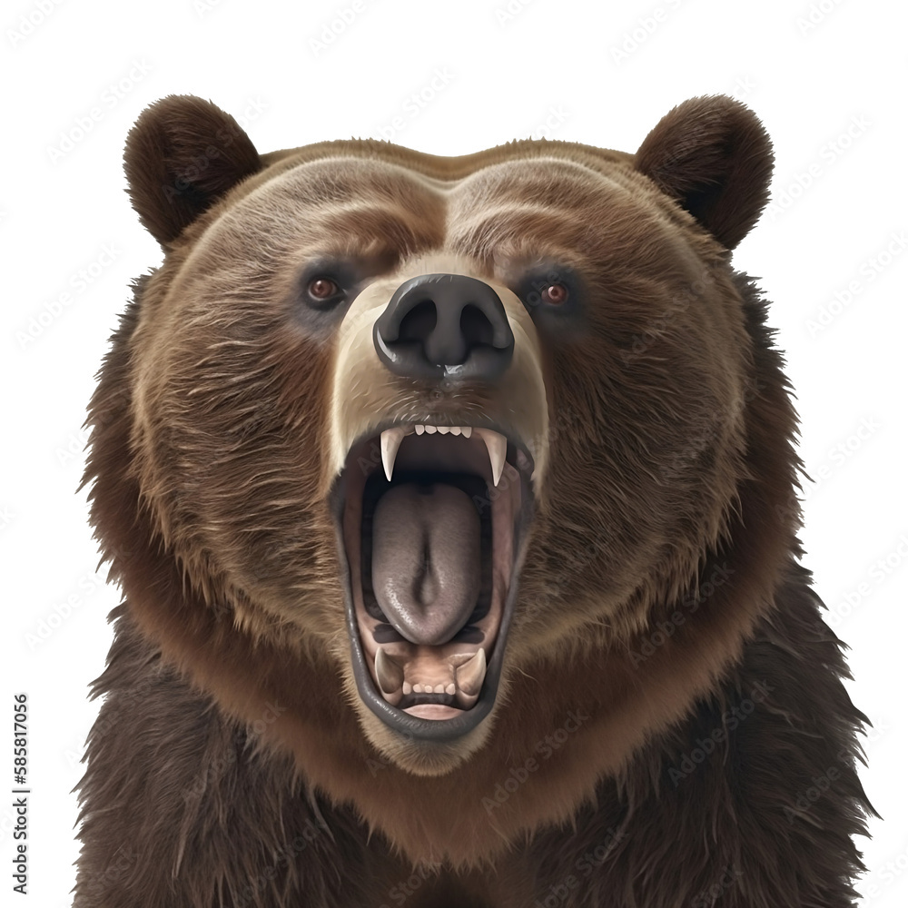 Angry bear 3d render on transparent background PNG Stock Illustration ...