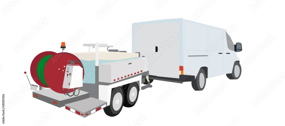 Plumbing Hydro Jetting machine with Plumber Sewer cleaning service Van ...