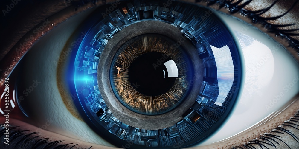 Digital Eye: Close-Up of Eye with a Universe of Technology and Data, AI ...