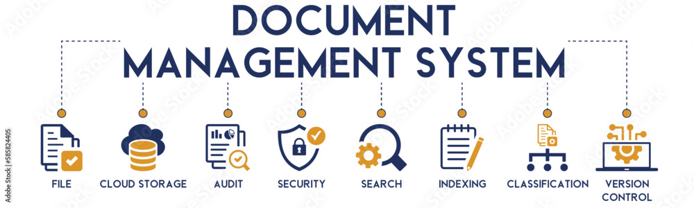 document management system banner vector illustration concept with the ...