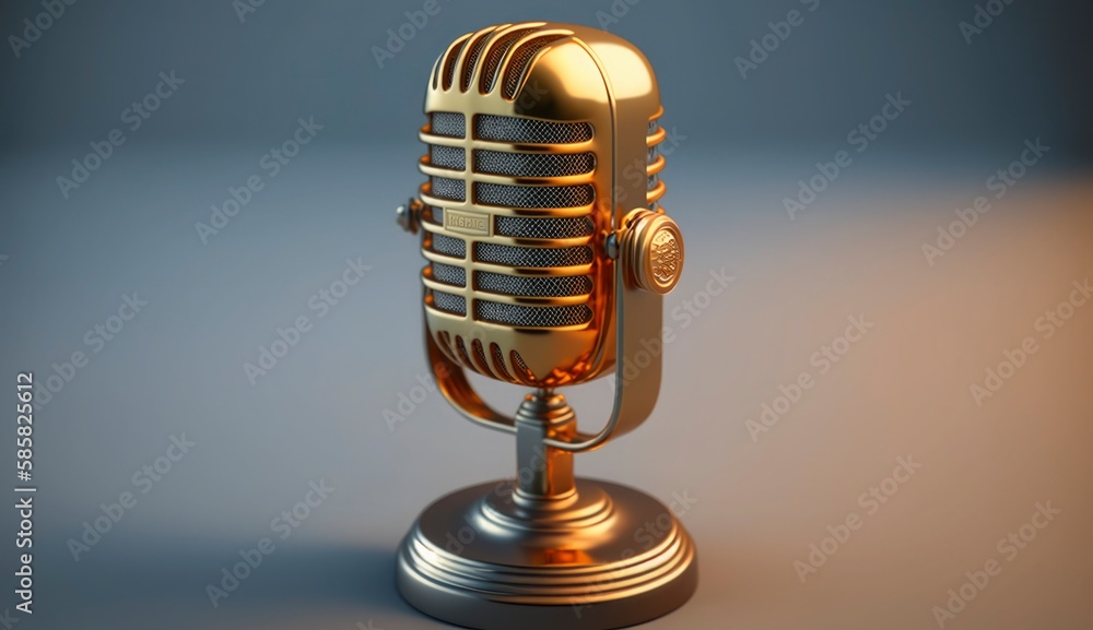radio station retro metallic microphone for live podcast or show ...