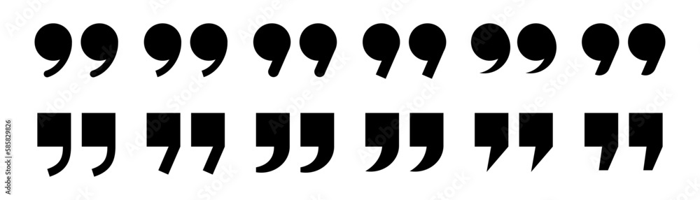 Quote mark icon set. Quotation symbol. Quote icons set. Chat sign ...