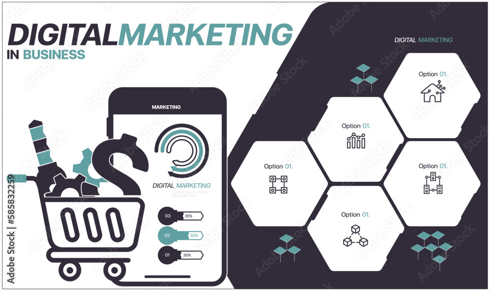 Digital Marketing Infographics design template can be used for workflow ...