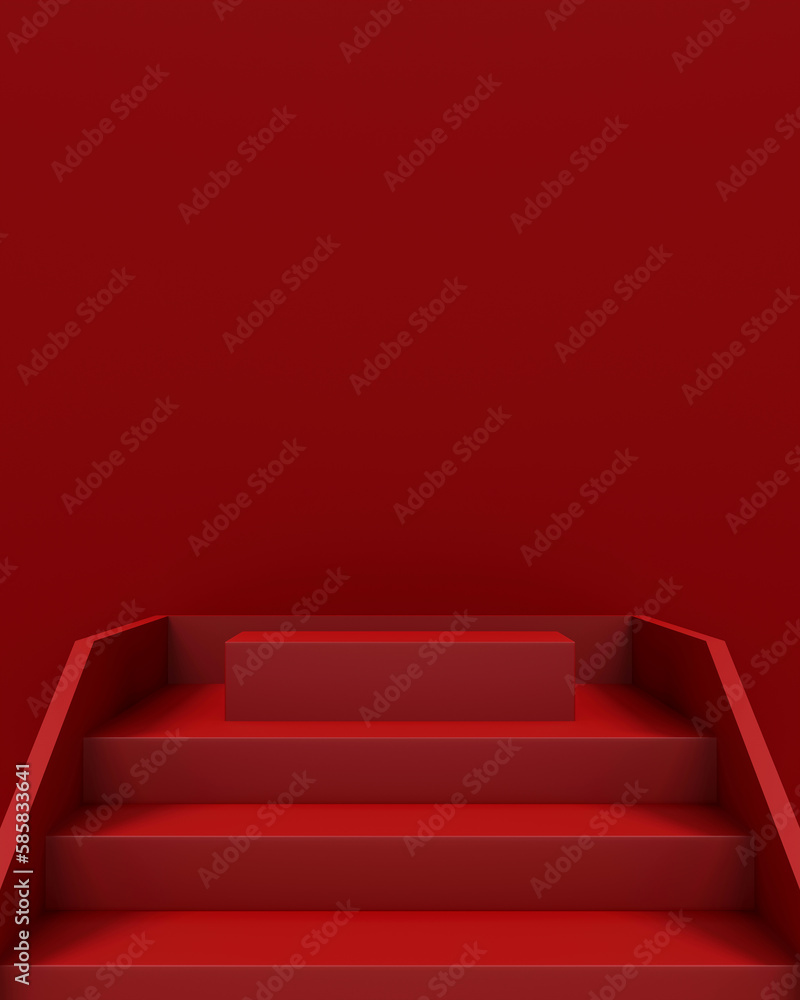 red podium minimal on stage with sweet red platform. stage to show ...