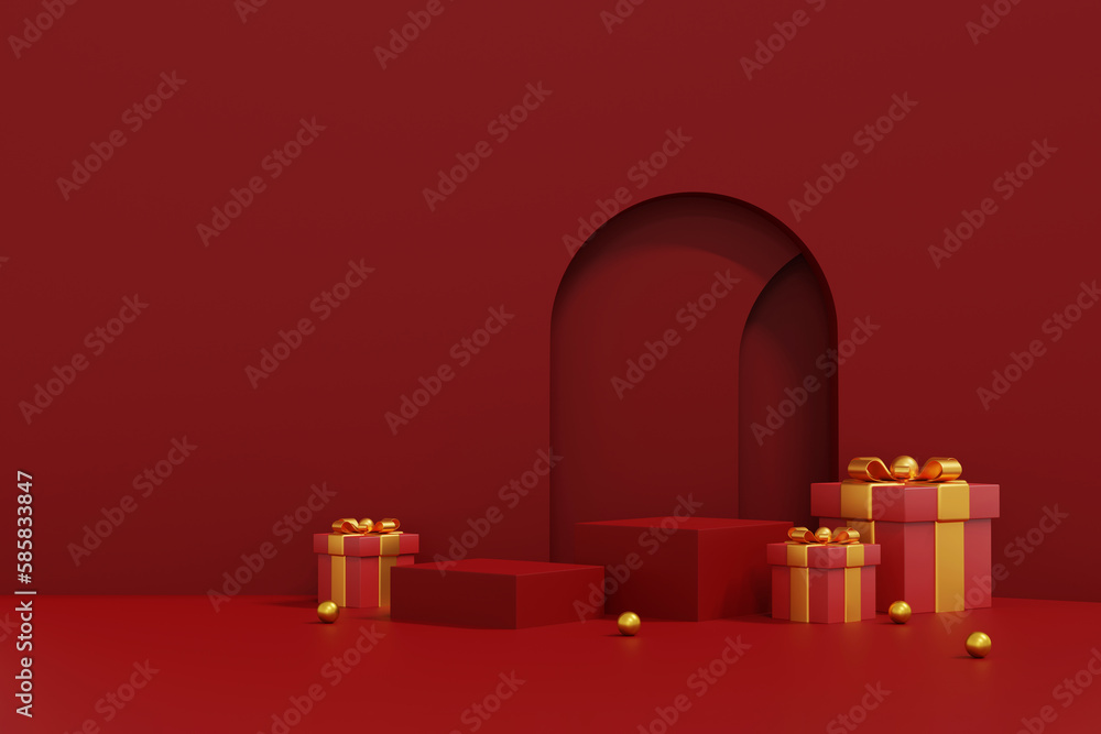 red podium minimal on stage with sweet red platform. stage to show ...